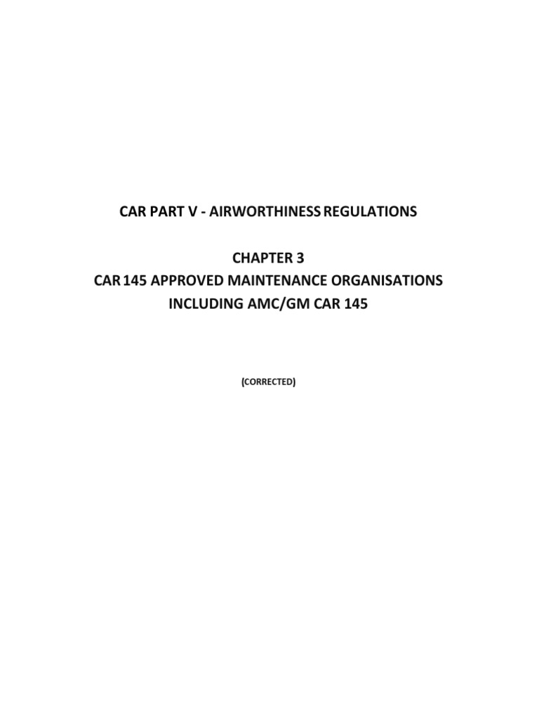Chapter 3 - Car 145 Approved Maintenance Organisations | PDF | Engineer ...