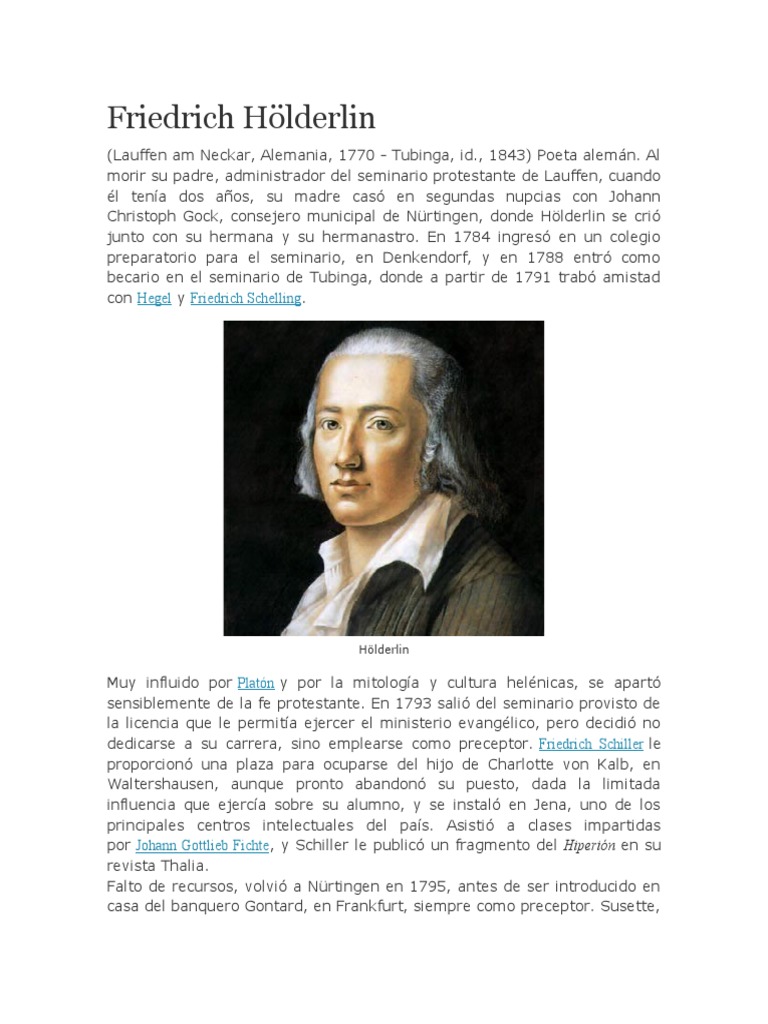 Vida y Obra de Hölderlin | PDF | Poesía | Personas