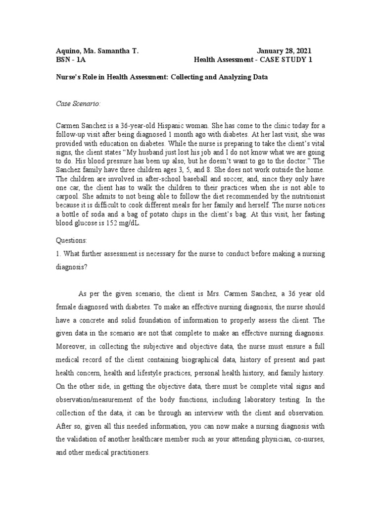 Health Assessment - Case Study | PDF | Medicine | Health Sciences