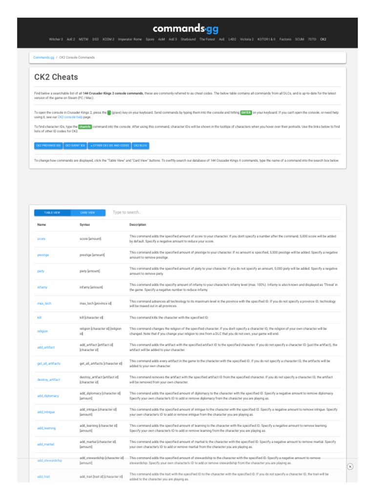 Commands GG ck2 | PDF | Command Line Interface | Graphical User Interfaces