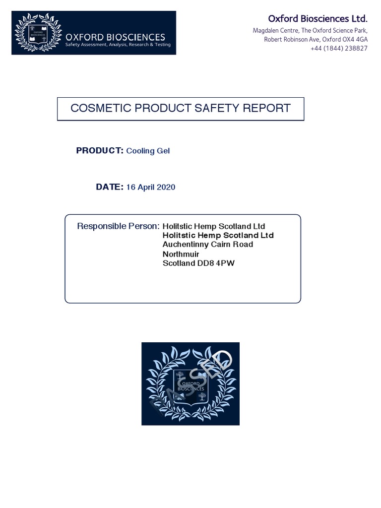 Cooling Gel Safety Report | PDF | Glycerol | Cosmetics