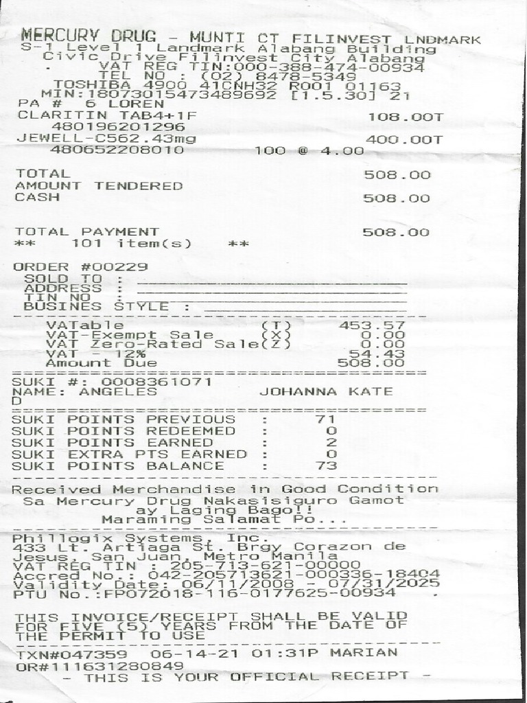 Receipt 2021-06-14 Vitamins | PDF