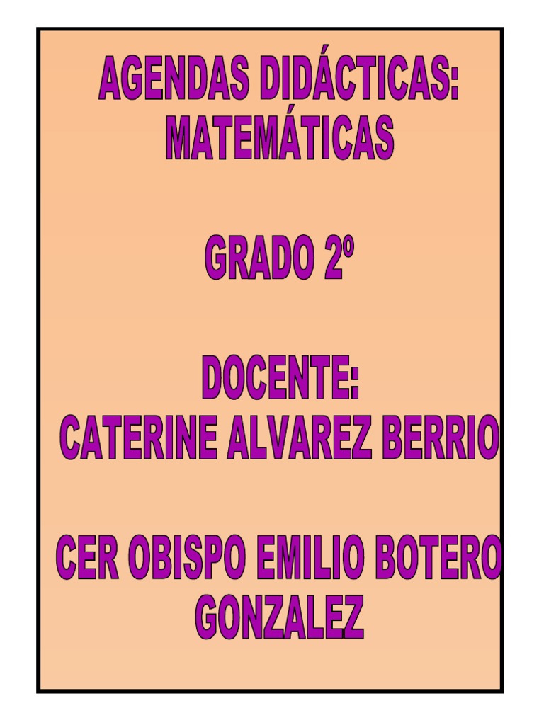 Agenda de Matematicas de 2º | PDF | Aprendizaje | Cognición