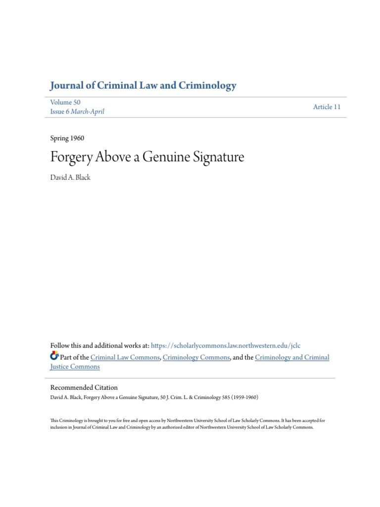 Forgery Above A Genuine Signature | PDF | Signature | Criminology