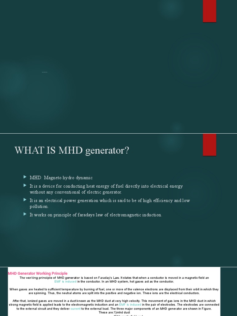 MHD Generators | PDF | Electromagnetic Induction | Magnetohydrodynamics