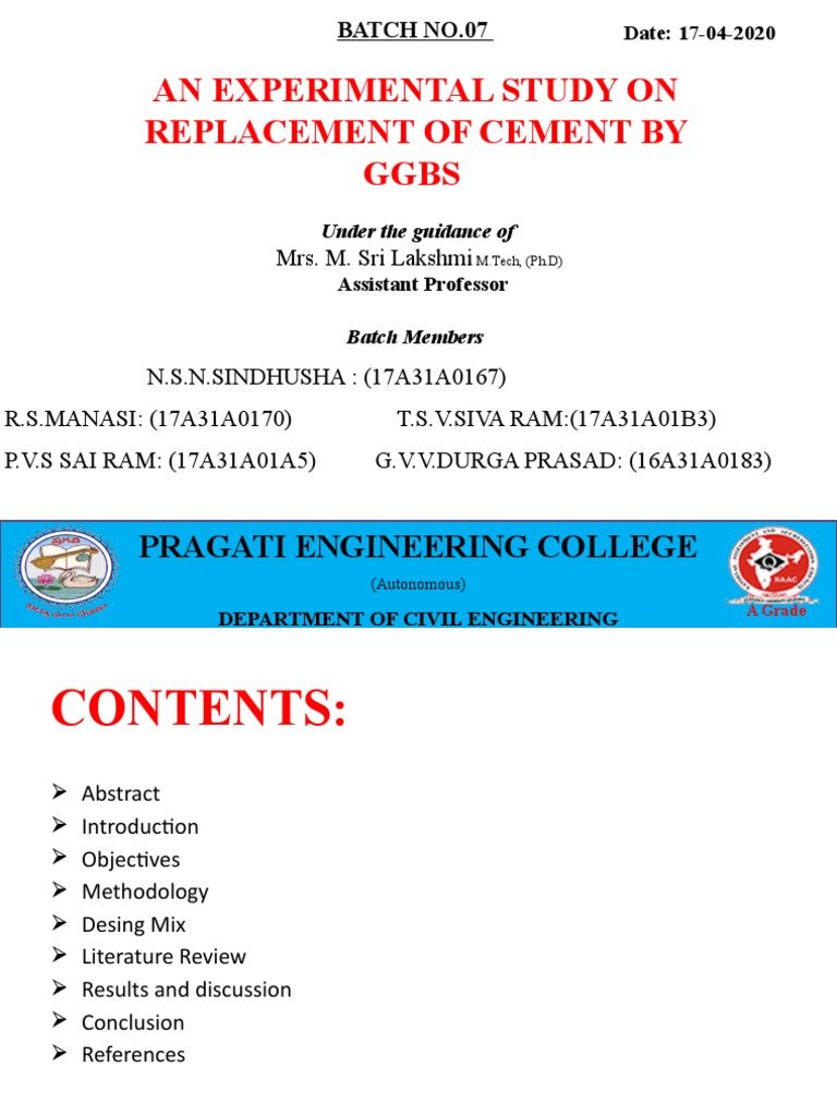 Partial Replacement of Cement by Ggbs Mini | PDF | Concrete | Cement