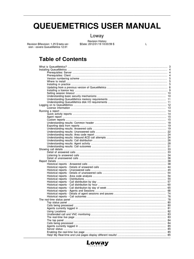 Queuemetrics User Manual: Loway | PDF | My Sql | Java (Programming ...