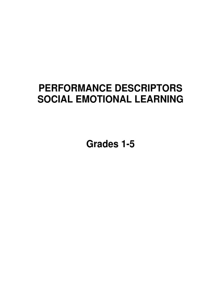 Illinois Performance Descriptors Social Emotional Learning | PDF ...