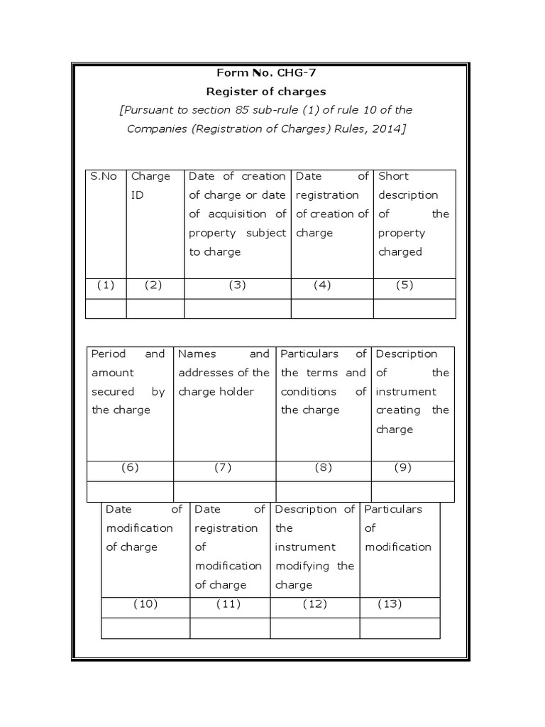 Register of Charge Format | PDF