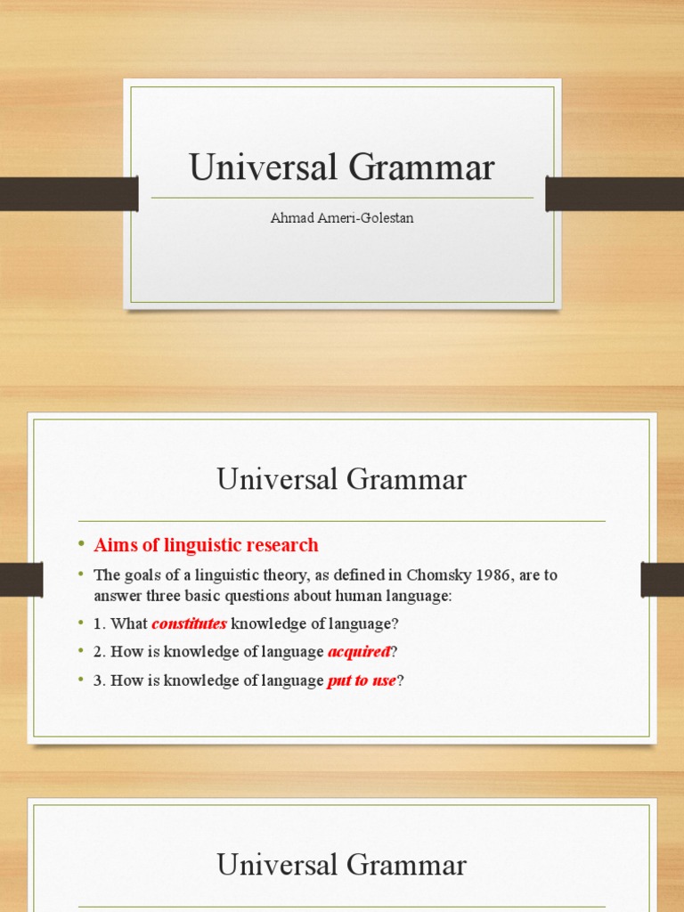 Universal Grammar | PDF | Language Acquisition | Grammar