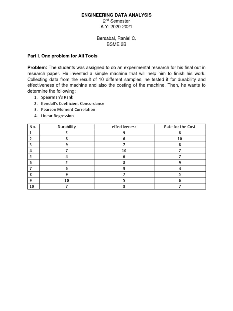 Engineering Data Analysis | PDF | Correlation And Dependence ...