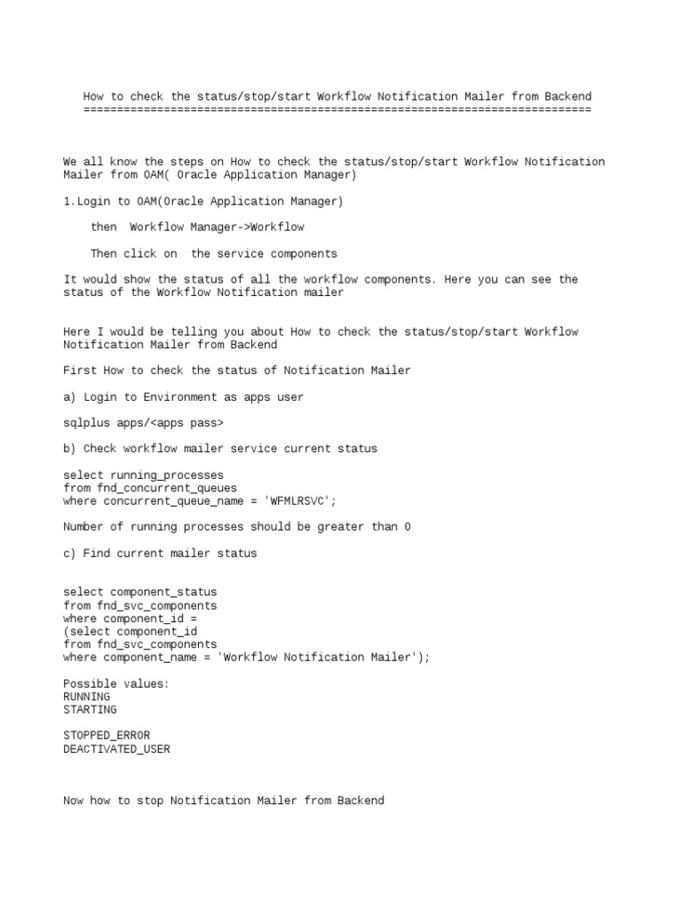 Statusstopstart Workflow Notification Mailer Pdf Data Management Information Retrieval