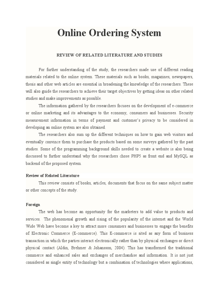 Online Ordering System Review of Related | PDF | E Commerce | Online ...