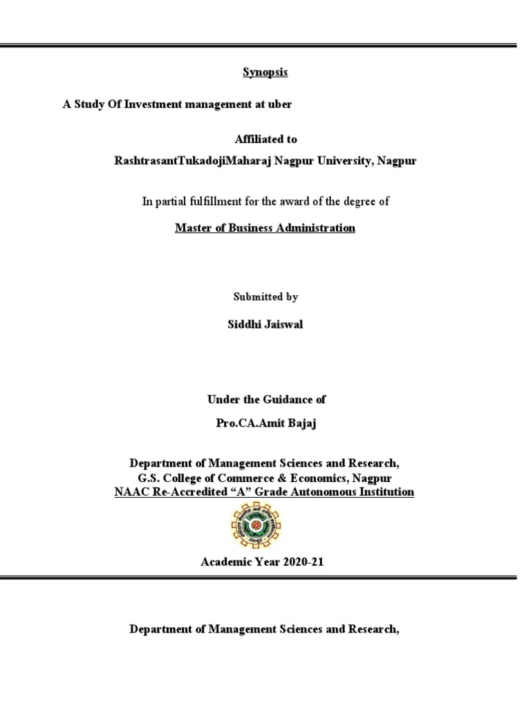 In Partial Fulfillment For The Award of The Degree Of: Submitted by ...