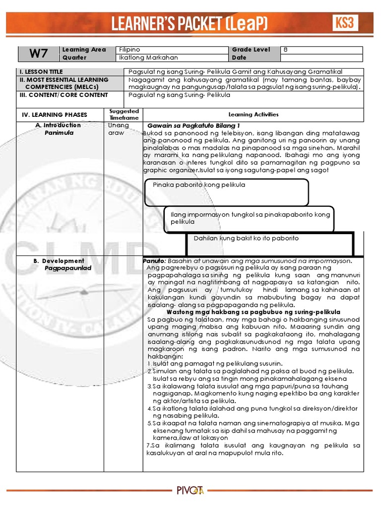 LeaP-Filipino-G8-Week 7-Q3 | PDF