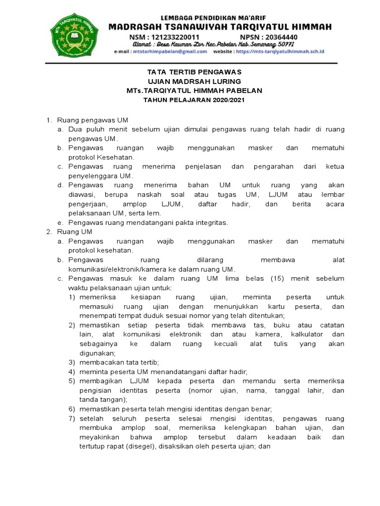 Tata Tertib Pengawas | PDF