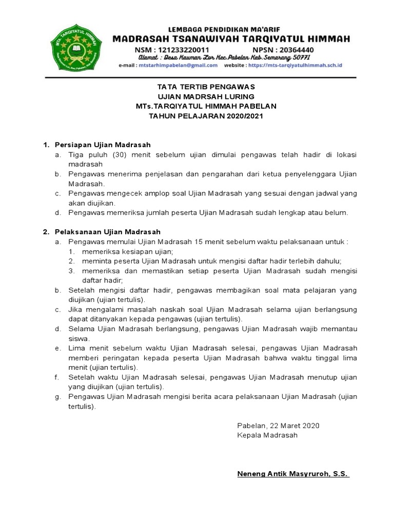 Tata Tertib Peserta Dan Pengawas | PDF