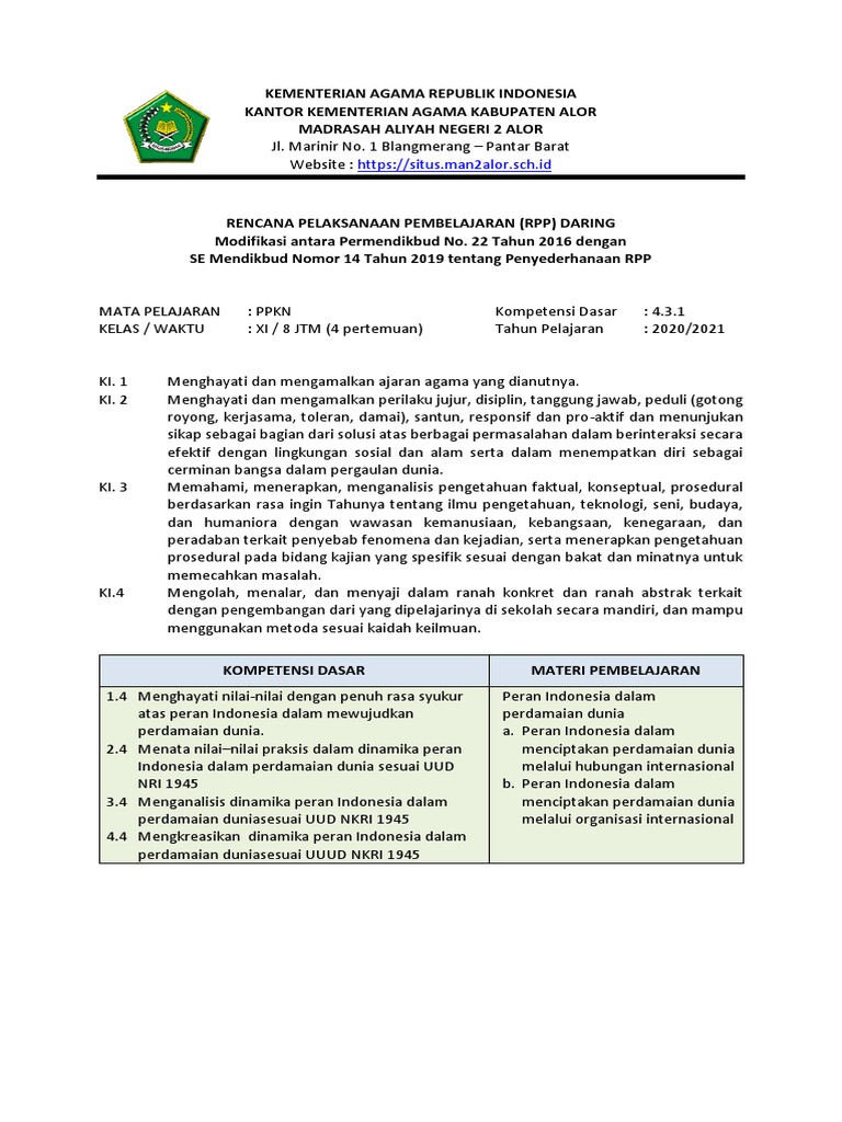 Hadi Kammis - Contoh RPP Daring Pendekatan TPACK | PDF