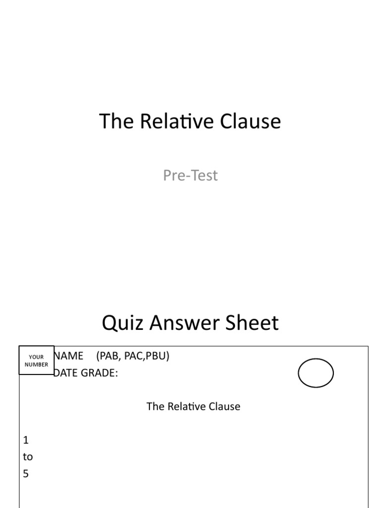 Lecture-Quiz - RELATIVE PRONOUNS & CLAUSES | PDF | Syntax | Grammar