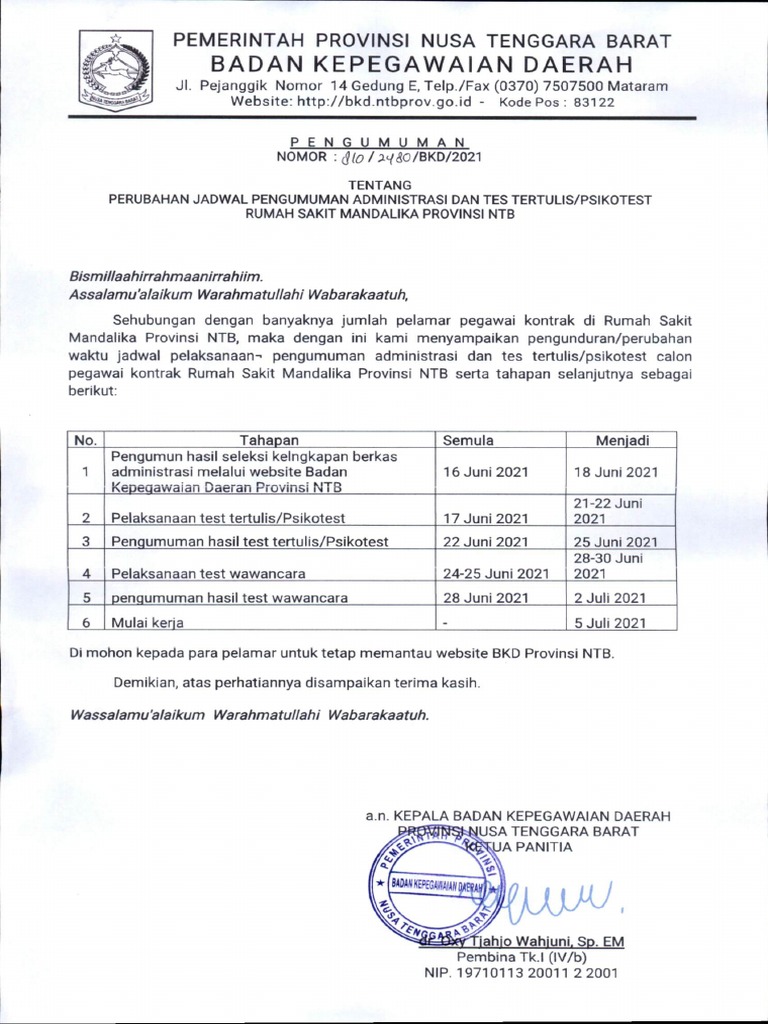 Surat Pengumuman RSM 2021 | PDF