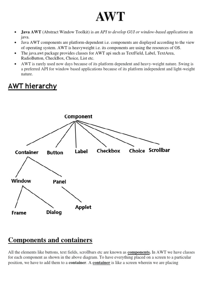 AWT Hierarchy | PDF | Programming Paradigms | Software Development