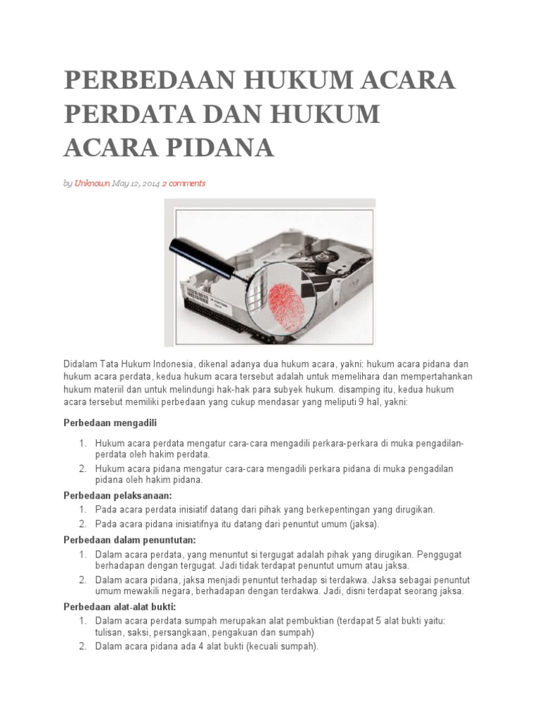 7 Perbedaan Hukum Acara Pidana Dan Hukum Acara Perdata | PDF