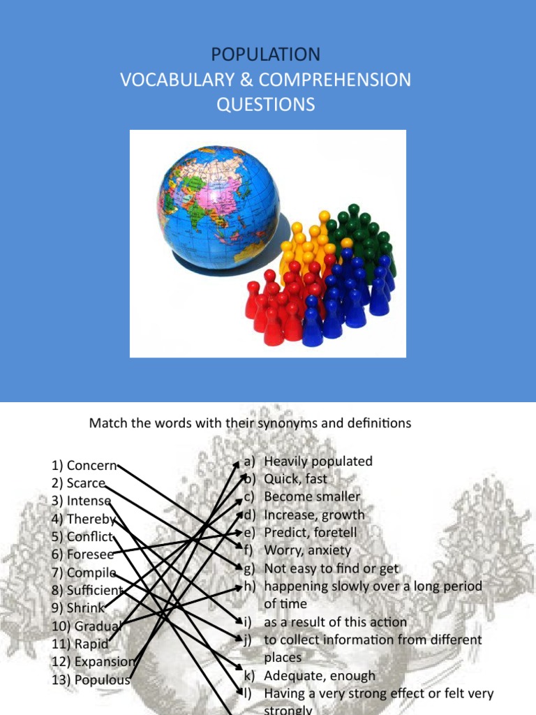 Vocabulary & Comprehension Questions: Population | PDF | Economies