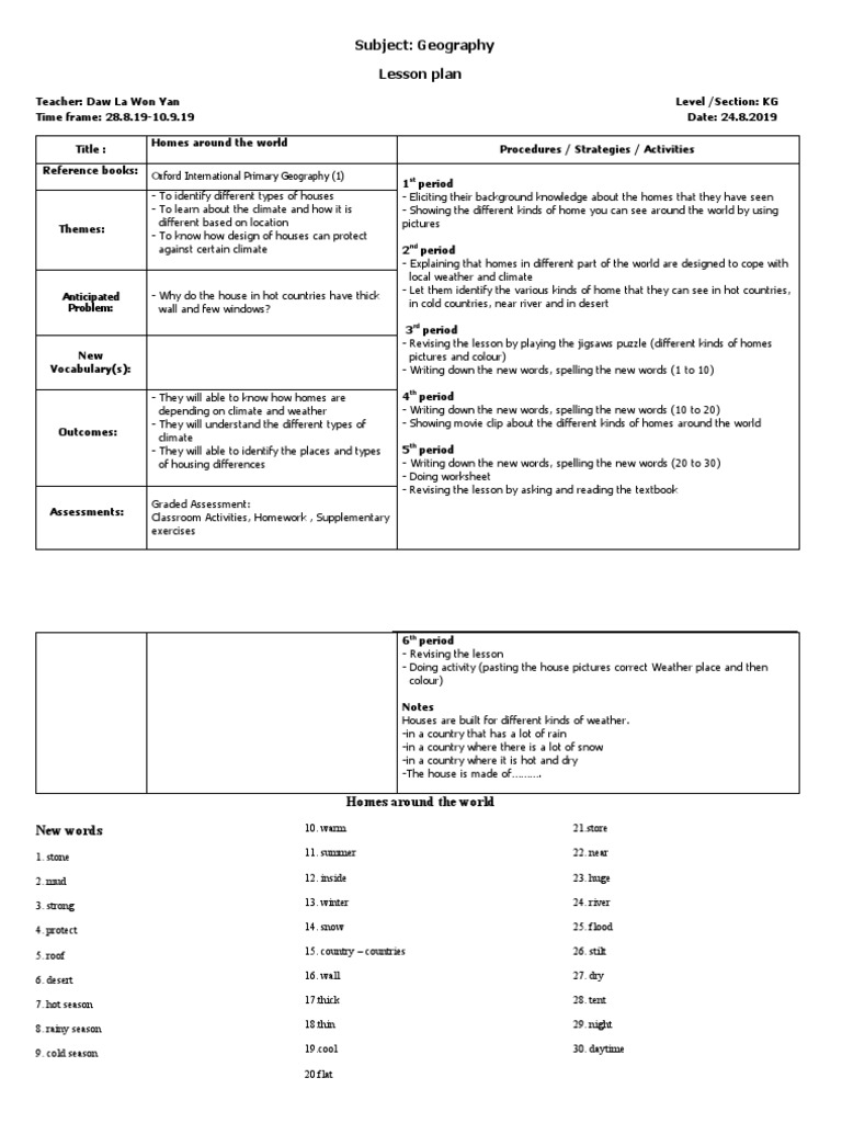 Subject: Geography Lesson Plan: Oxford International Primary Geography ...