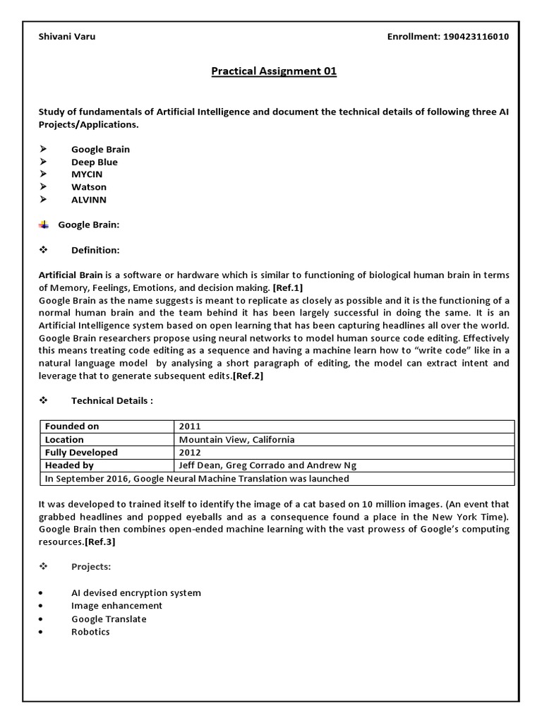Practical Assignment 01: Projects | PDF | Watson (Computer ...