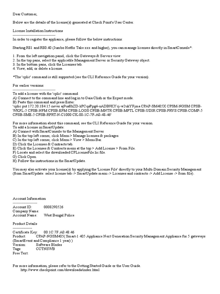 Check Point User Center - SMS - License | PDF | Command Line Interface ...