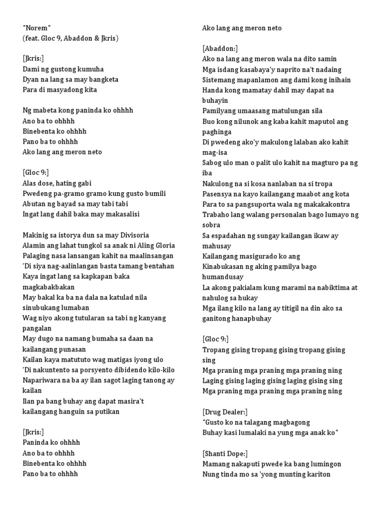 Norem and Gising Lyrics | PDF