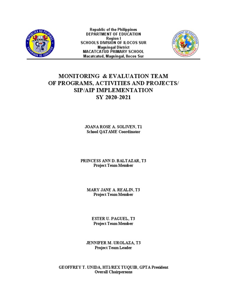MONITORING & EVALUATION TEAM of MPS | PDF