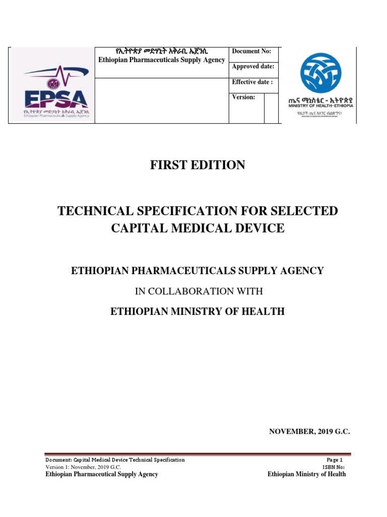 Technical Specification For Selected Capital Medical Device | PDF ...