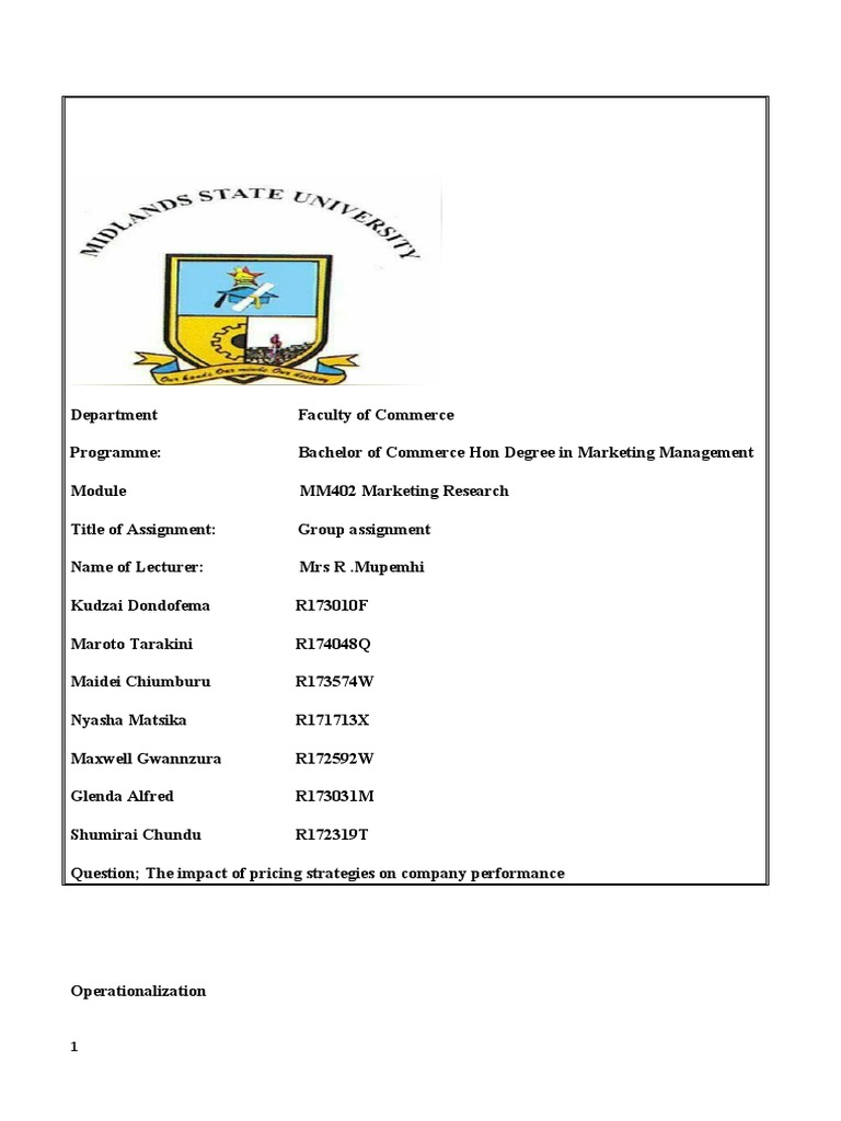 Kudzai Latest Research Latest | PDF | Pricing | Research Design
