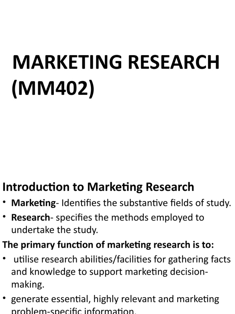 Marketing Research (MM402) | PDF | Marketing Research | Hypothesis
