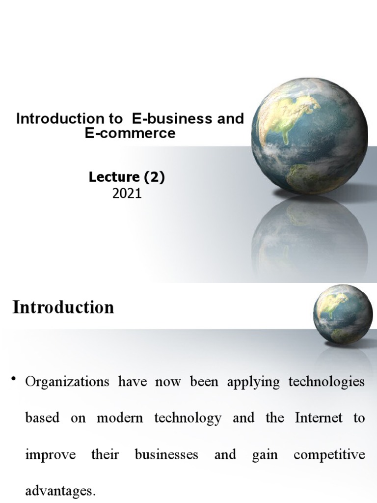 Introduction To E-Business and E-Commerce: Lecture | PDF | Electronic ...