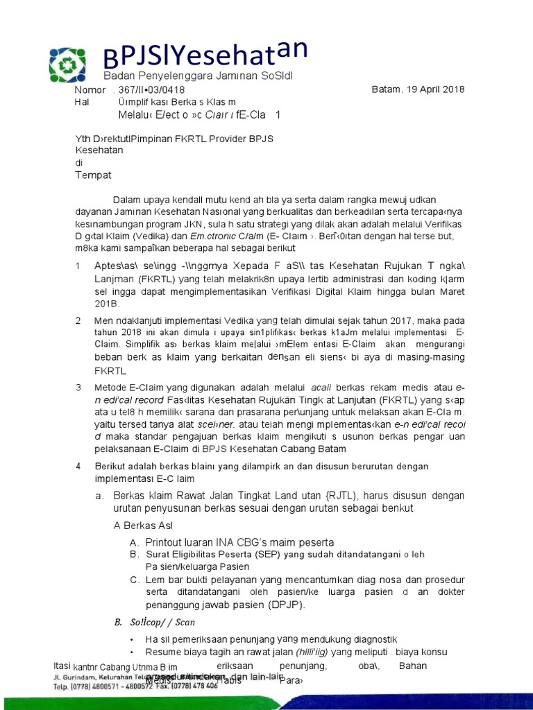 PDF Simplifikasi Berkas Klaim Melalui e Claim PDF | PDF