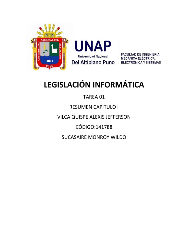 LEGISLACIÓN INFORMÁTICA Resumen | PDF | Hardware de la computadora ...
