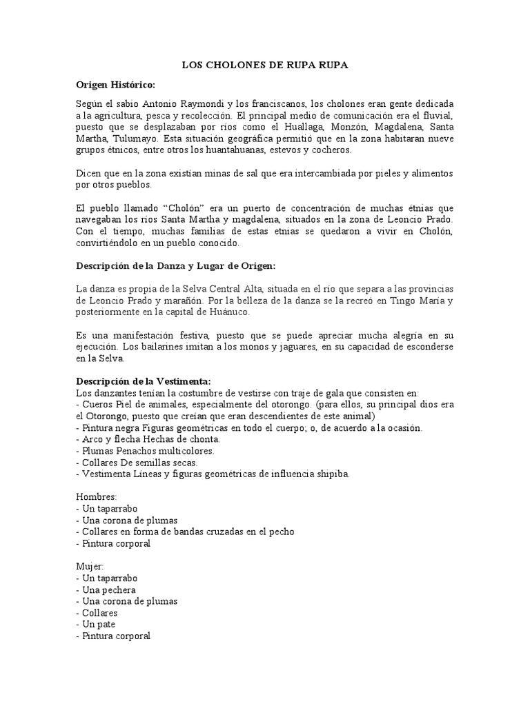 Danza y Cultura de los Cholones de Rupa Rupa | PDF | Historia