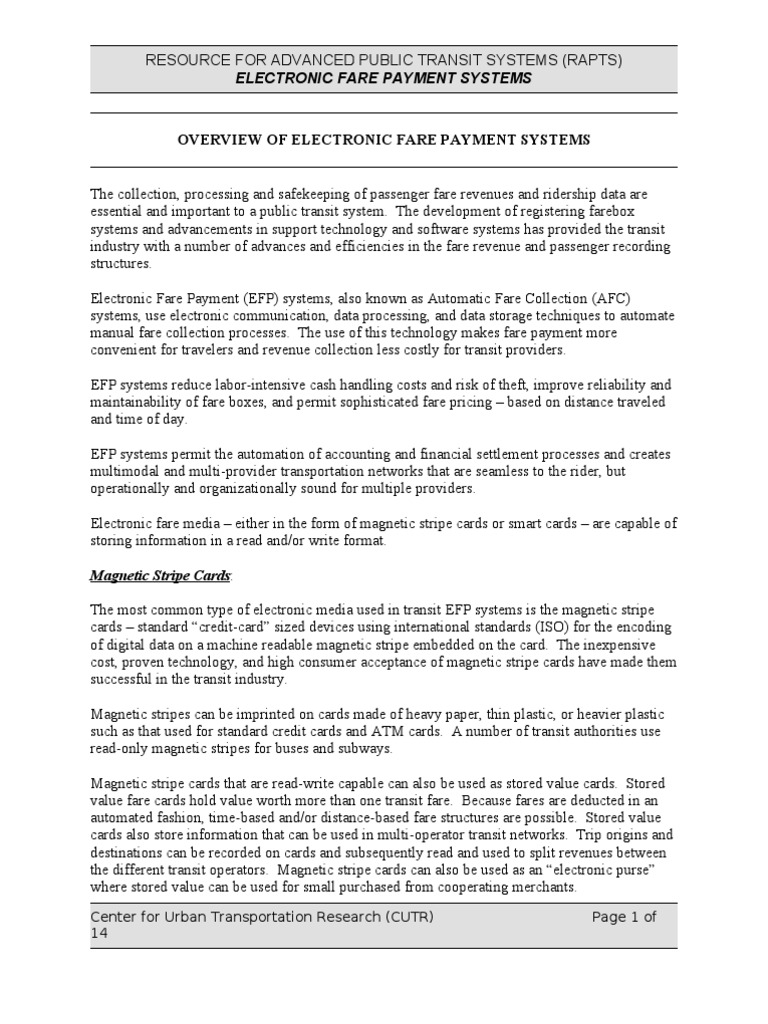 Electronic+Fare+Payment+Systems-documentation CC | PDF | Smart Card ...
