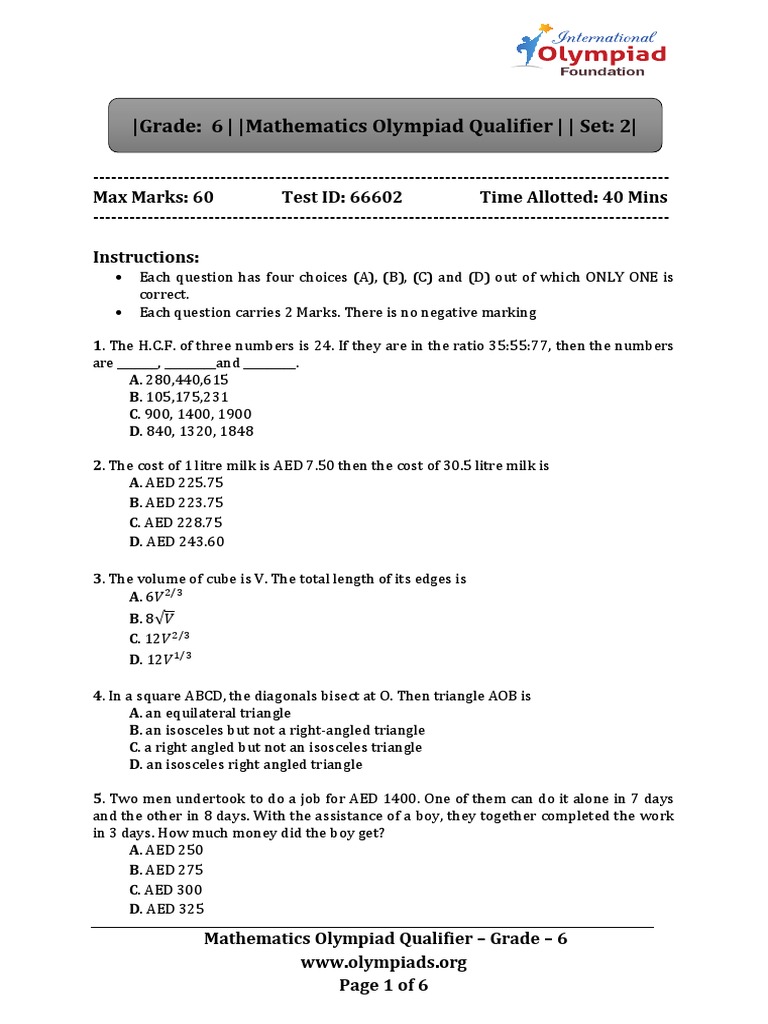 Grade 6 Math | PDF | Triangle | Euclidean Geometry