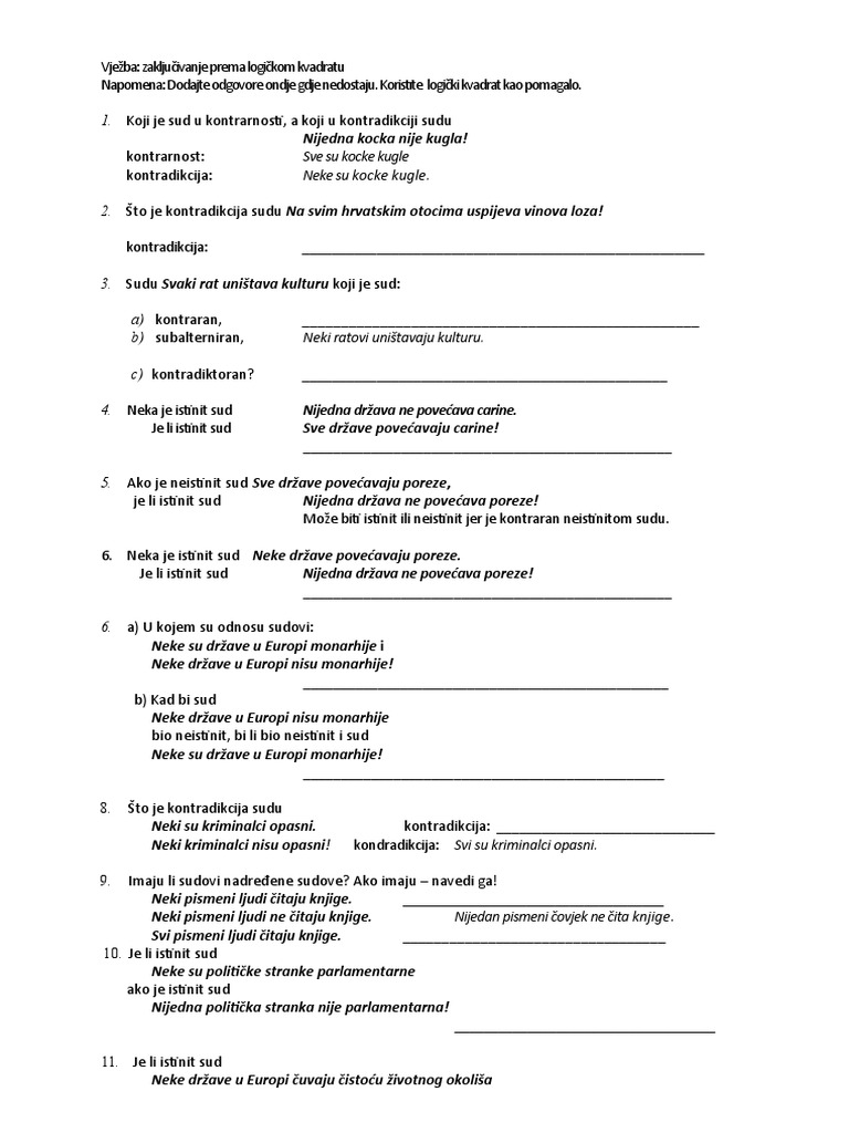 LOGICKI KVADRAT Vjezbe | PDF