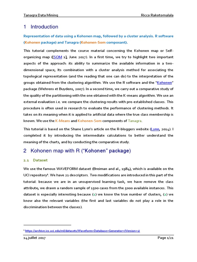 En Tanagra Kohonen SOM R | PDF | Cluster Analysis | Principal Component ...