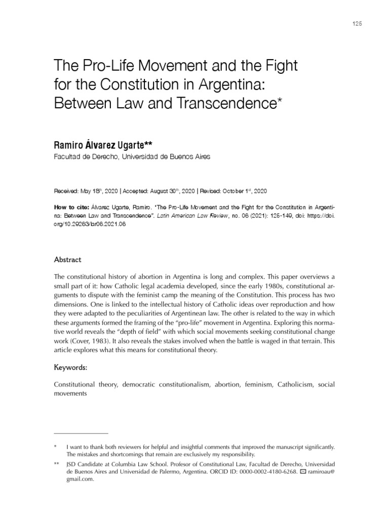 The Development of Constitutional Arguments by the Pro-Life Movement in ...