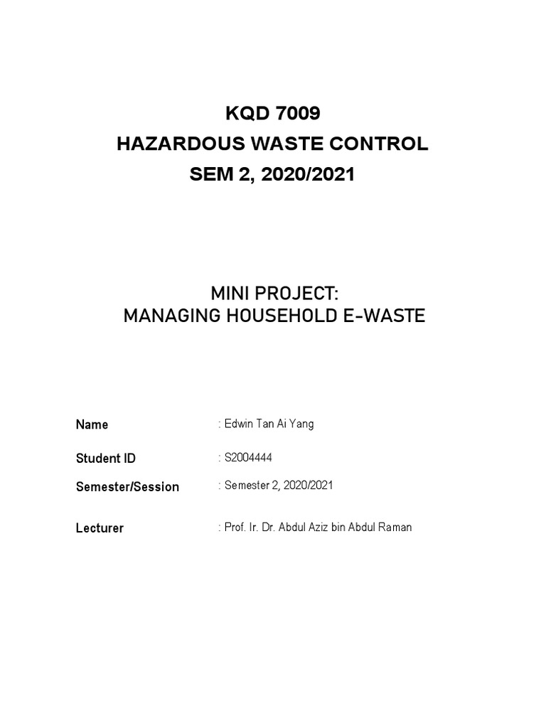 Business Idea-Managing Household E-Waste | PDF | Electronic Waste ...