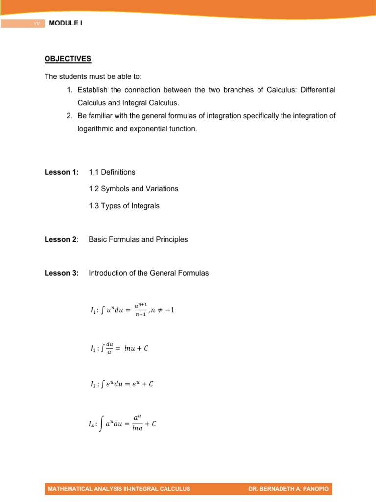 Module 1 Integral Without Solutions To Problem Set | PDF | Calculus ...