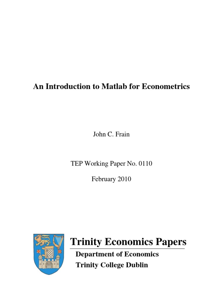 An Introduction To Matlab For Econometrics | PDF | Matrix (Mathematics ...