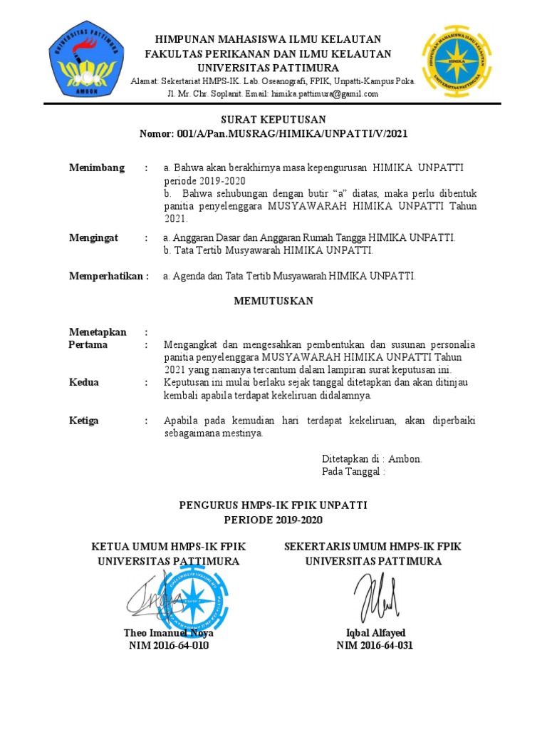 Surat Keputusan Panitia | PDF