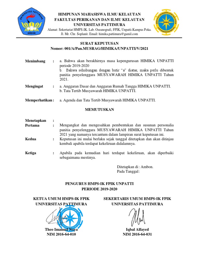 Surat Keputusan Panitia | PDF