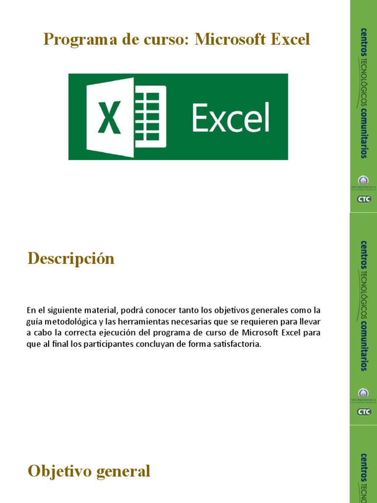 Presentación Curso Excel (1) | PDF | Microsoft Excel | Ventana ...